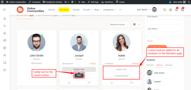Adding Custom Buttons to the Members Loop - Developer Tutorials | BuddyBoss Resources