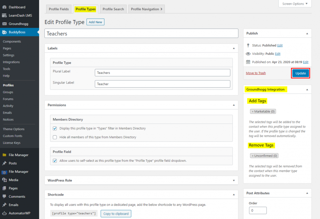 Groundhogg - BuddyBoss Integration - Knowledge Base | BuddyBoss Resources