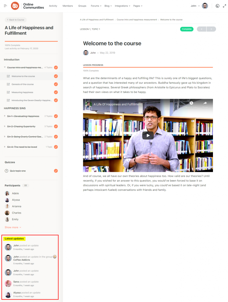 Course Sidebar Widgets - Knowledge Base | BuddyBoss Resources