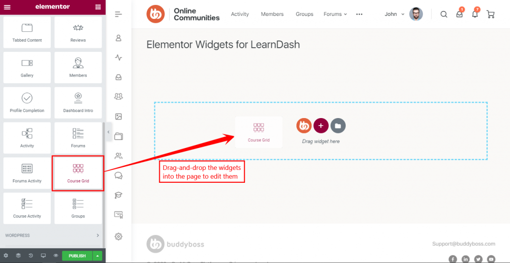 Elementor Widgets for LearnDash - Knowledge Base | BuddyBoss Resources