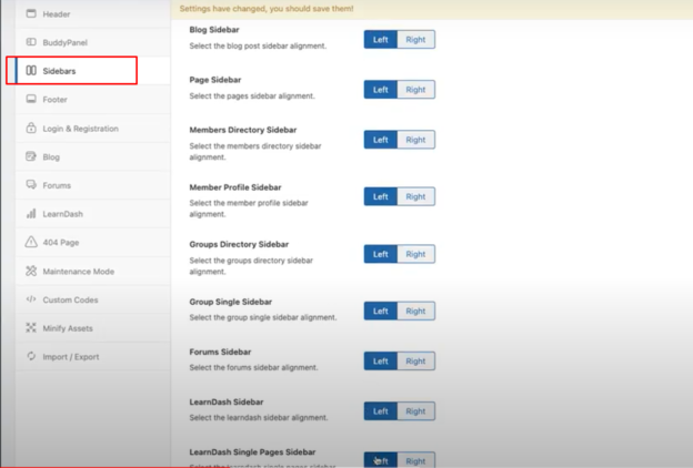 Managing the widget sidebar menu - Knowledge Base | BuddyBoss Resources