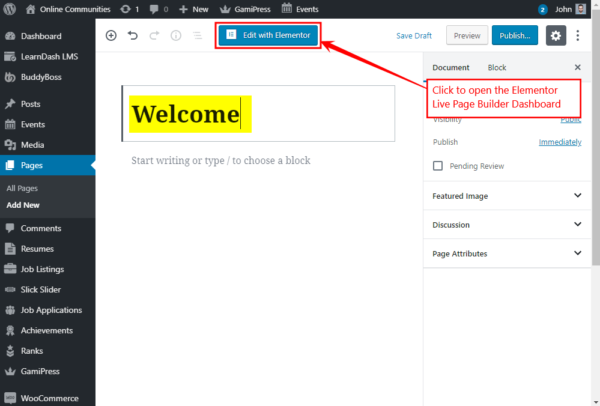 Elementor Page Builder • BuddyBoss