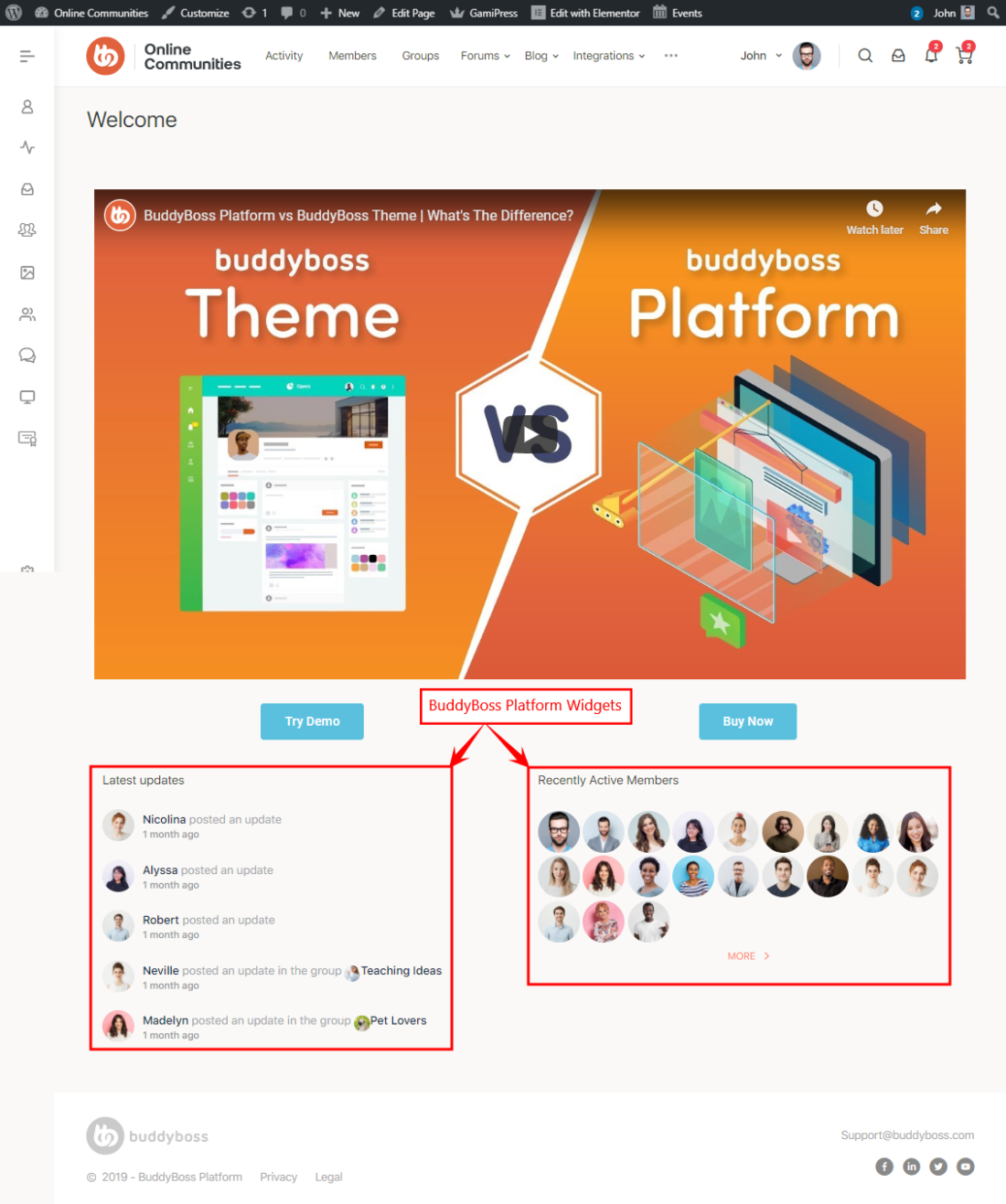 Elementor Page Builder | BuddyBoss