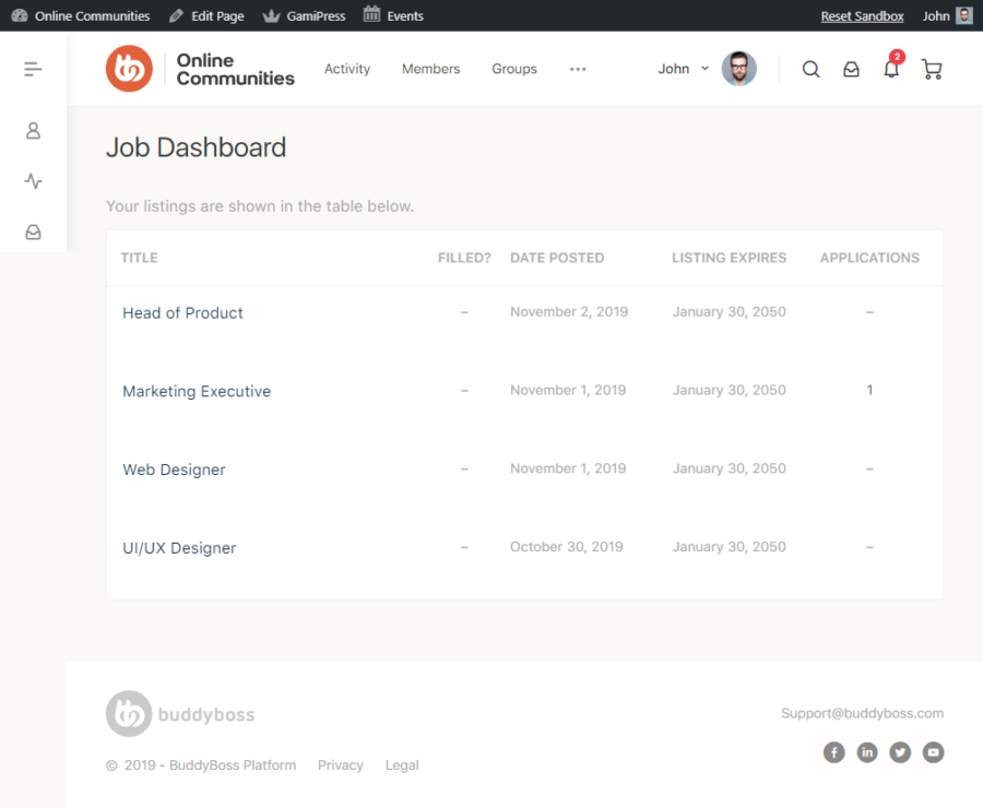 WP Job Manager • BuddyBoss