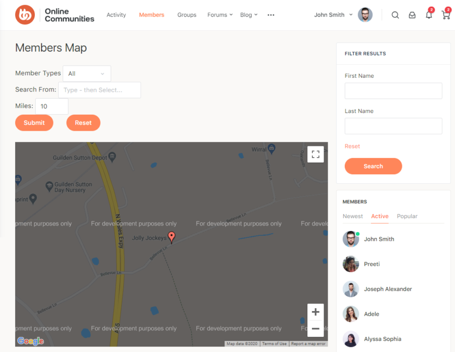 BP Maps for Members • BuddyBoss